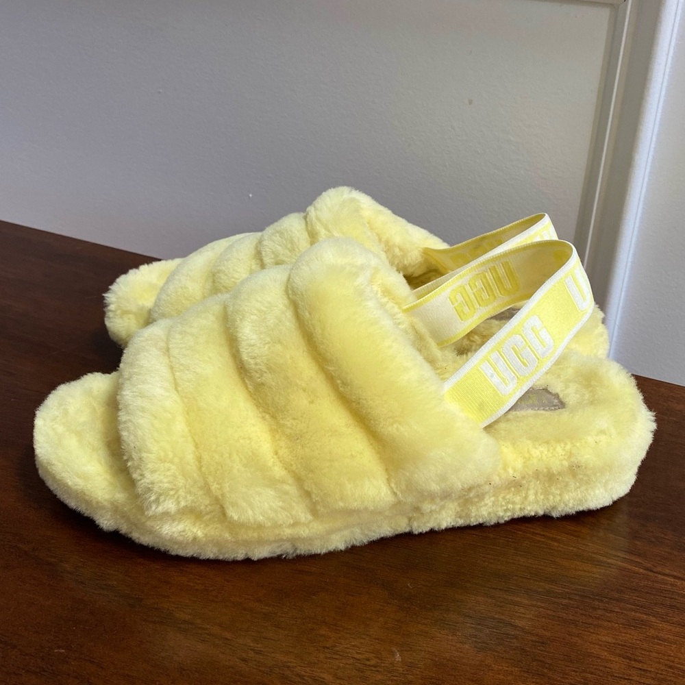 Ugg Fluff Yeah Slide Slipper Sandal Neon Yellow 11100… - Gem